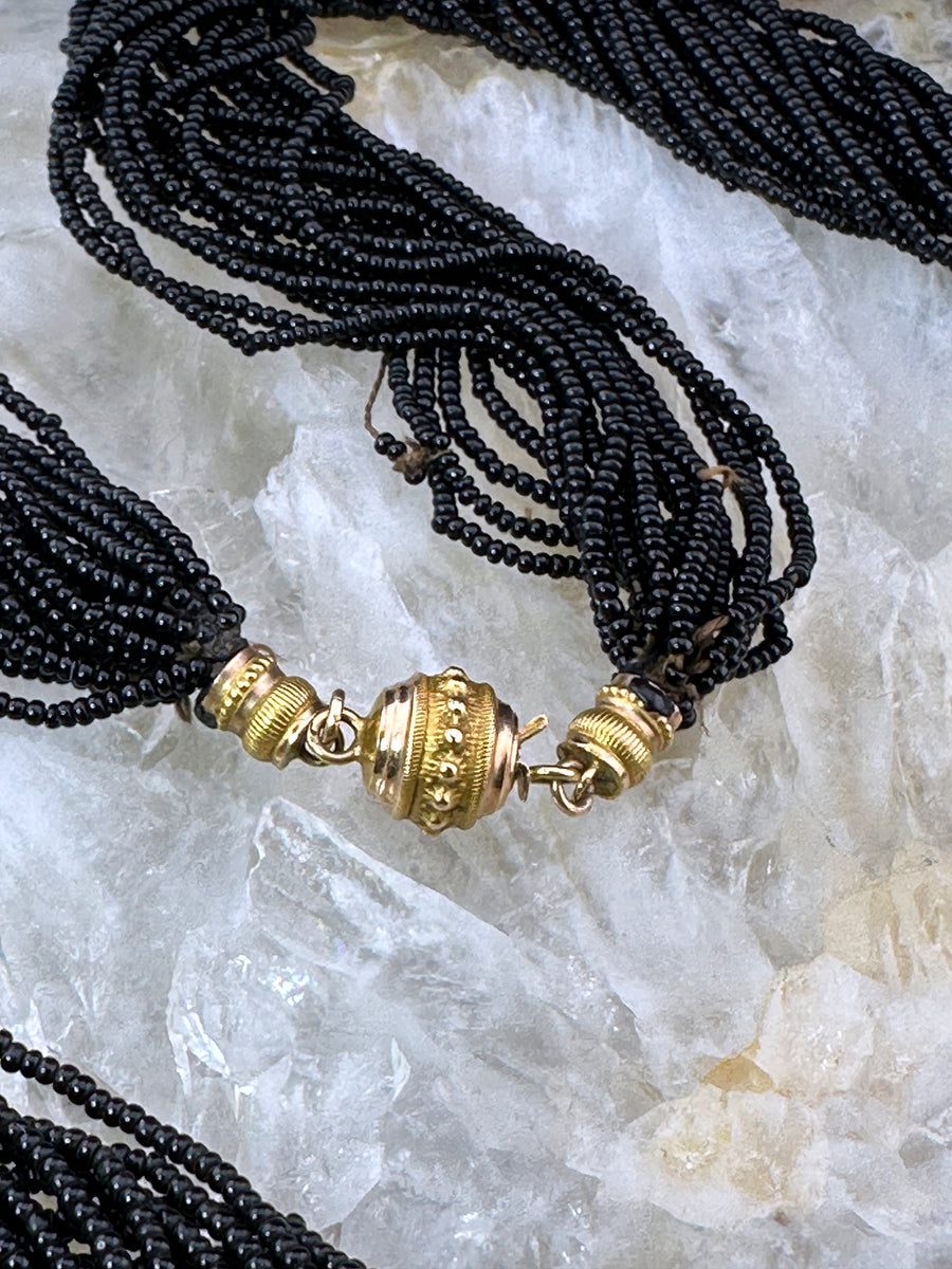 Antique French 22K & Black Micro-Bead Necklace – The Koven Court